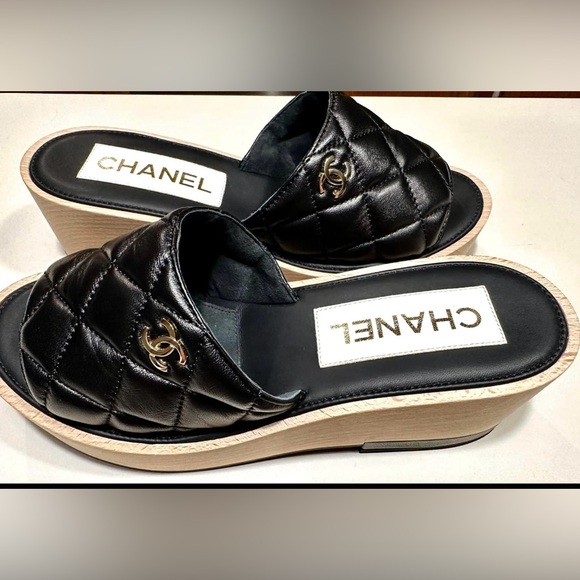 CHANEL | Shoes | Chanel Mule Wedge Sandals | Poshmark